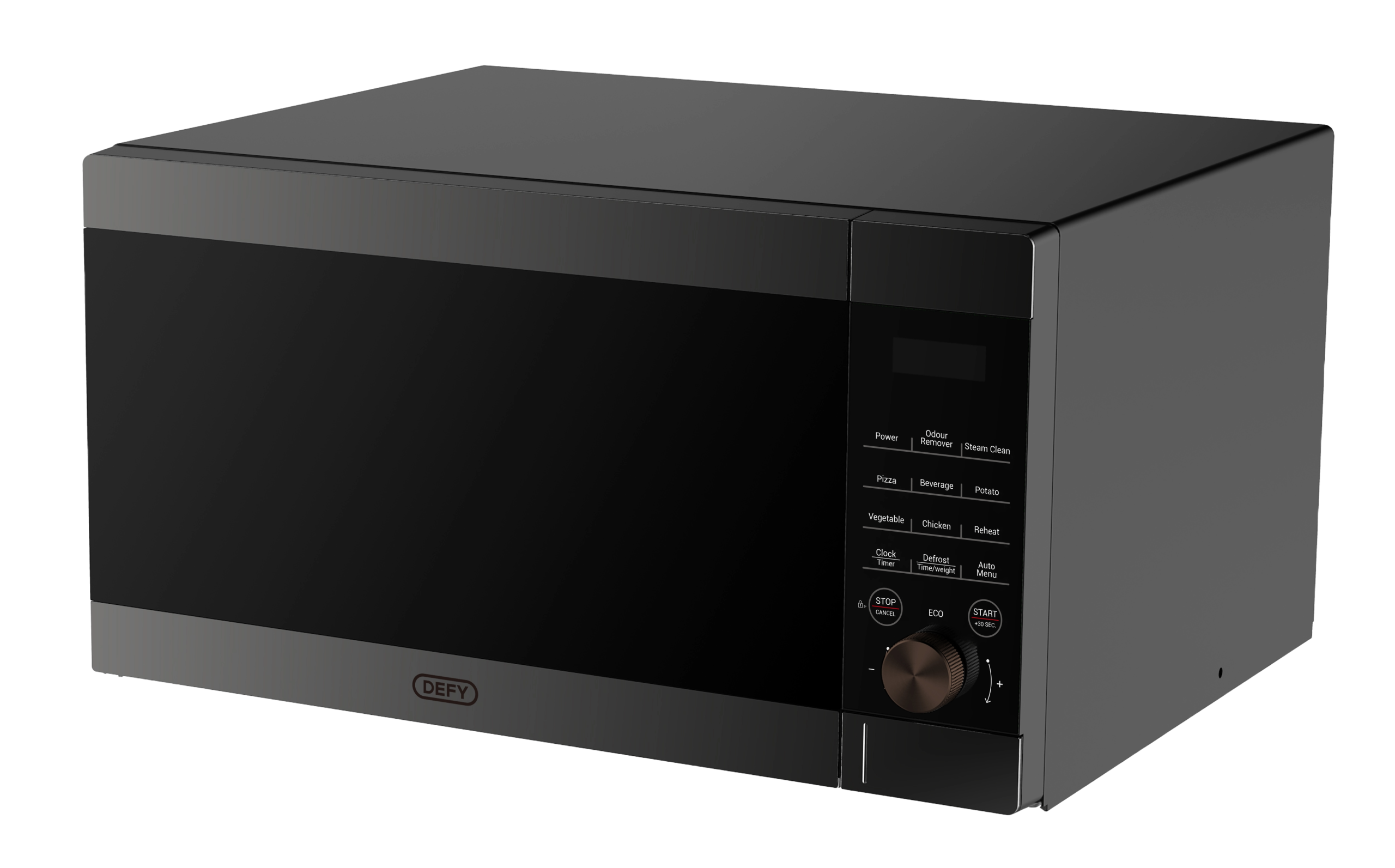 DEFY 43L SOLO MICROWAVE BLACK GLASS - Modern Living